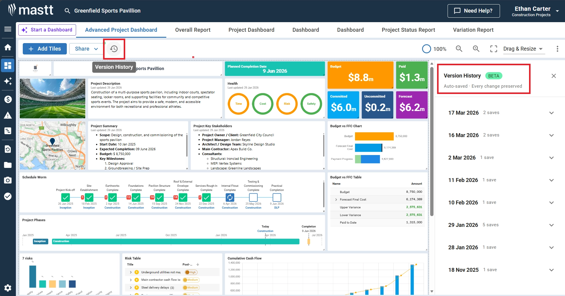 How to Use Dashboard Version History