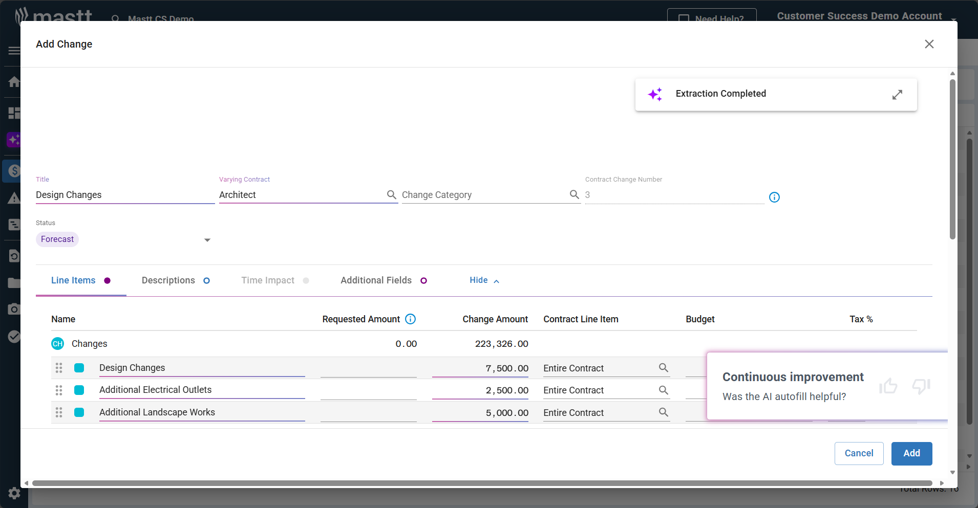 How to Use AI Pre-fill for Change Orders