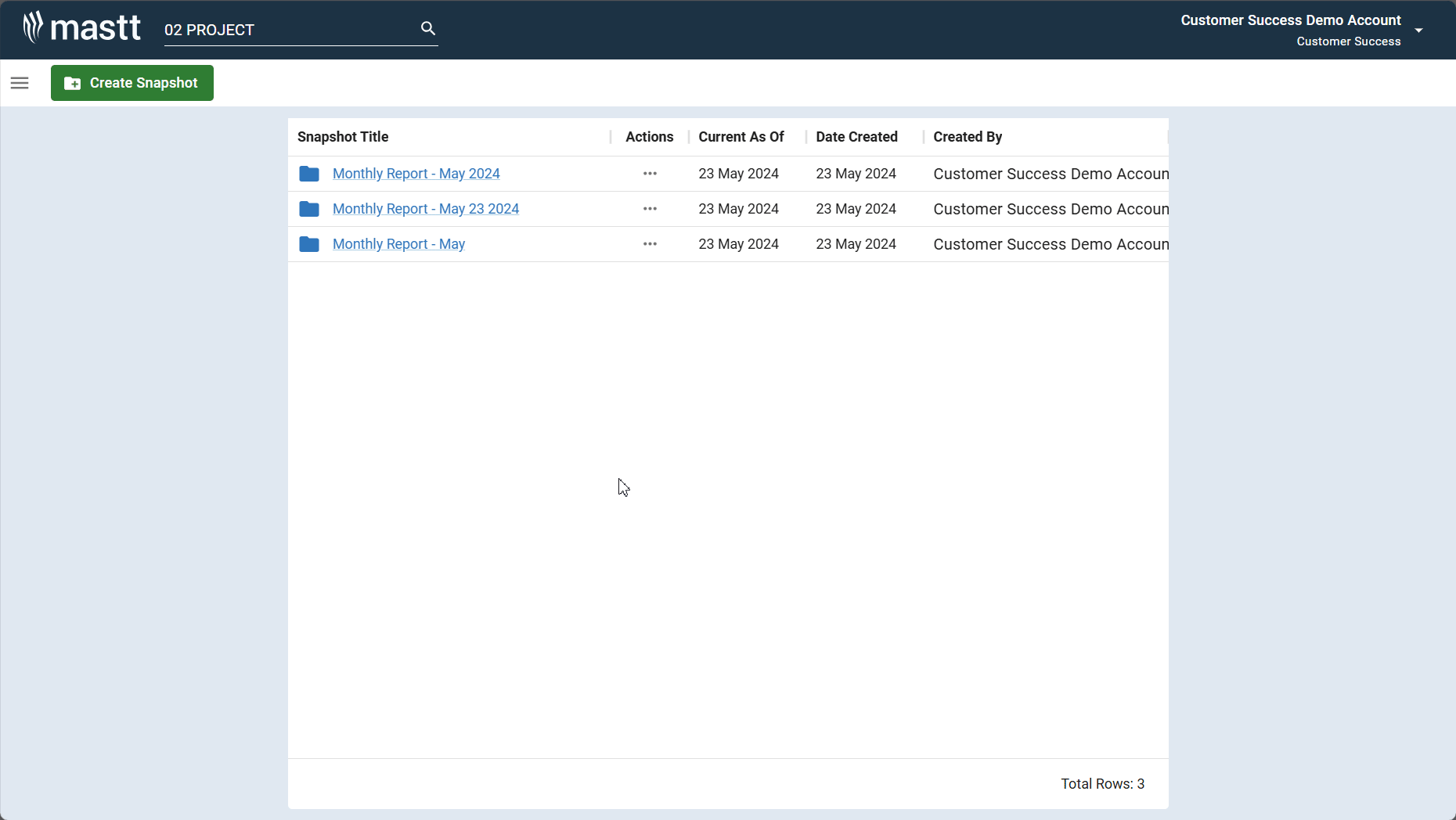 Create, View and Navigate the Snapshots Module